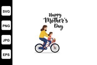 Mother and Child Riding Bicycle in Playf Graphic by SVG vector PNG ...