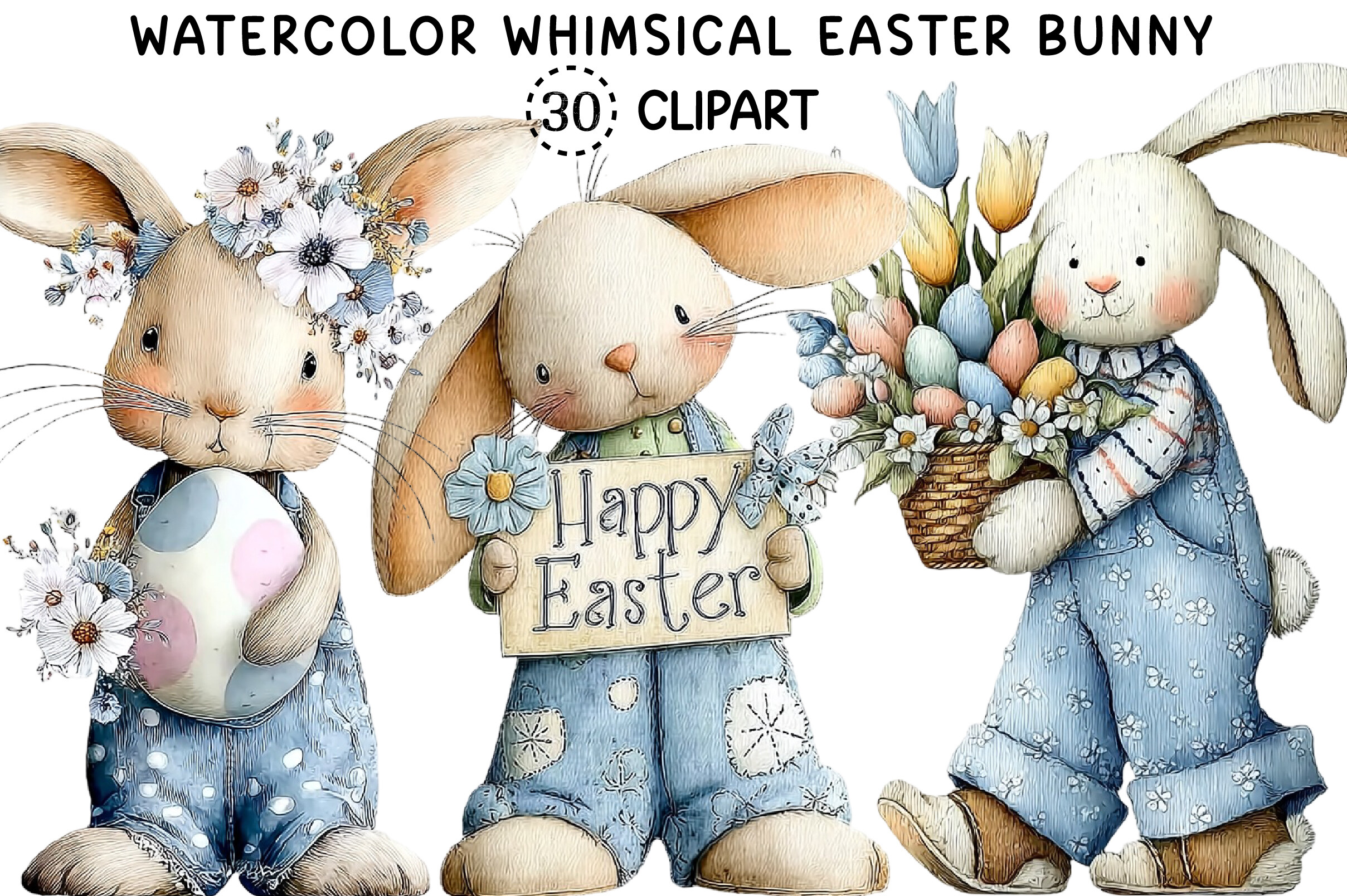 Whimsical Easter Bunny PNG Clipart Graphic by Artful Aura Studio ...