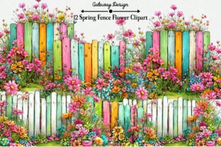 Spring Fence Flower Clipart Bundle Graphic by GatewayDesign · Creative ...