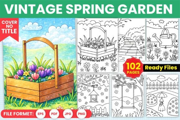 Vintage Spring Garden Coloring Book Page Graphic by KDP Art Nest ...