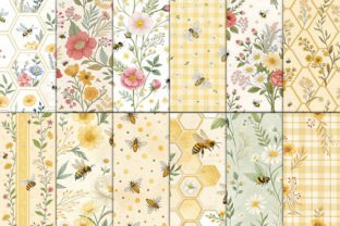 Honey Bee Floral Seamless Digital Paper Graphic by Craftfiles-SVG ...
