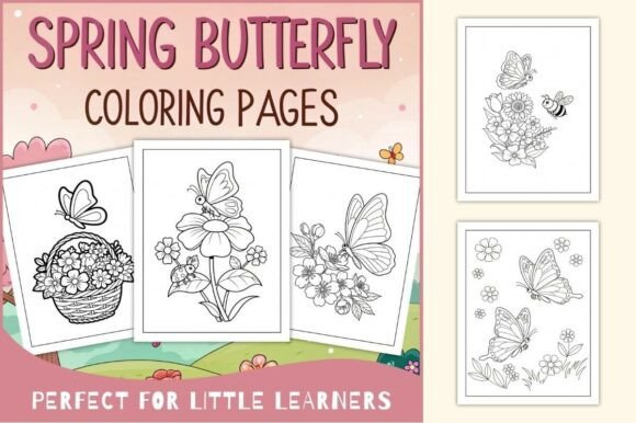 Spring Butterfly Coloring Pages for Kids Graphic by TheStudyKits ...