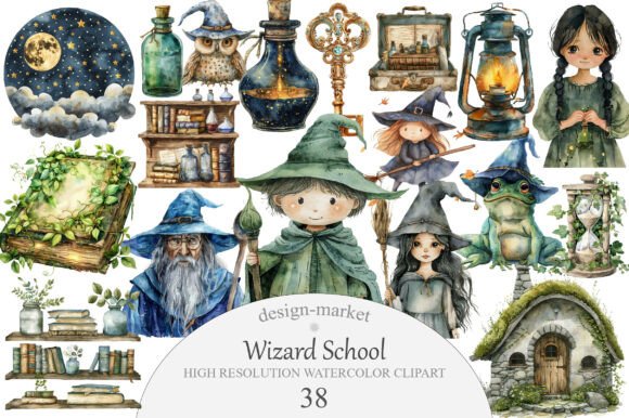 Wizard School Clipart Graphic by Design Market · Creative Fabrica