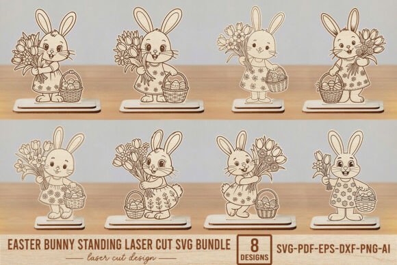 Easter Bunny Standing Laser Cut Bundle · Creative Fabrica