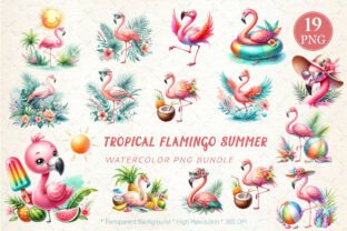 Tropical Flamingo Summer Clipart Bundle Graphic by Smart Dream Shop ...