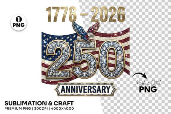 USA 250th Anniversary 1776-2026 Flag PNG Graphic by QasimStudio ...