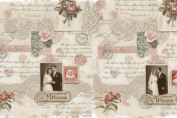 Vintage Blue Ephemera Art Graphic by LifePlanStudeo · Creative Fabrica