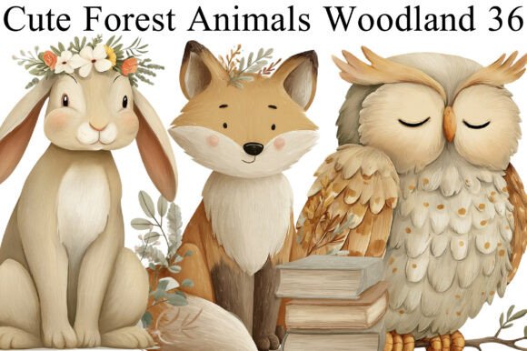 Cute Forest Animals Woodland Clipart Graphic by DreamArtGraphic ...