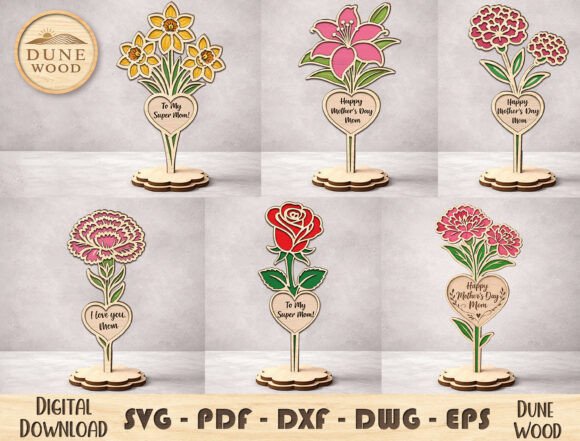 Flower Holder Laser Cut, Mothers Day · Creative Fabrica