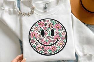 Retro Floral Smiley Face PNG, Happy Face Graphic by Design Moment ...