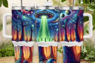 UFO Alien Abduction 40oz Tumbler Wrap Graphic by MIKU PRINT · Creative ...
