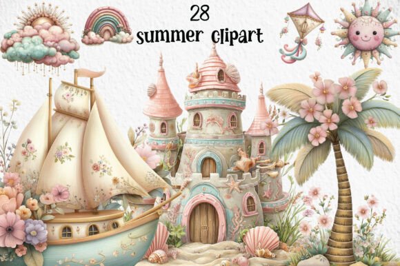 Whimsical Summer Beach Kids Clipart Graphic by Craft Art · Creative Fabrica