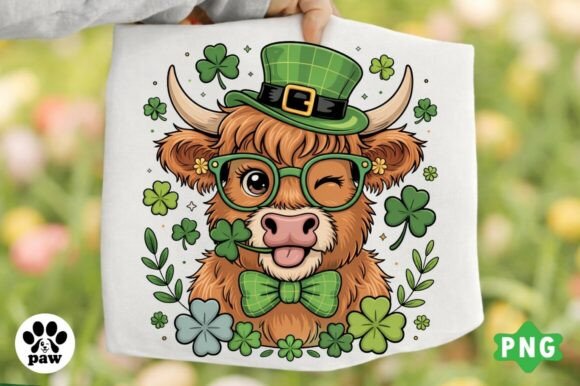 St Patrick's Day Highland Cow PNG, Cow Graphic by PAW · Creative Fabrica