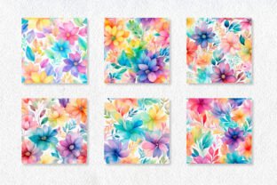 Rainbow Watercolor Floral Digital Paper Graphic by jallydesign ...