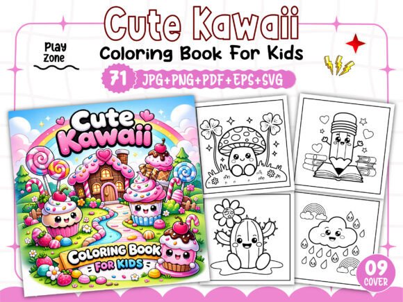 215 Cute Kawaii Coloring Pages For Kids Designs & Graphics