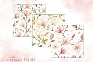 Magnolia Floral Seamless Pattern Bundle Graphic by Craftfiles-SVG ...