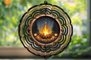 Starry Night Campfire Fire Wind Spinner Graphic by Lazy Cow · Creative ...
