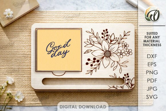 Wood Sticky Note Holder Laser Cut · Creative Fabrica