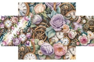 Vintage Clock Floral Background Graphic by Design Factory · Creative ...
