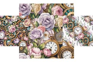 Vintage Clock Floral Background Graphic by Design Factory · Creative ...