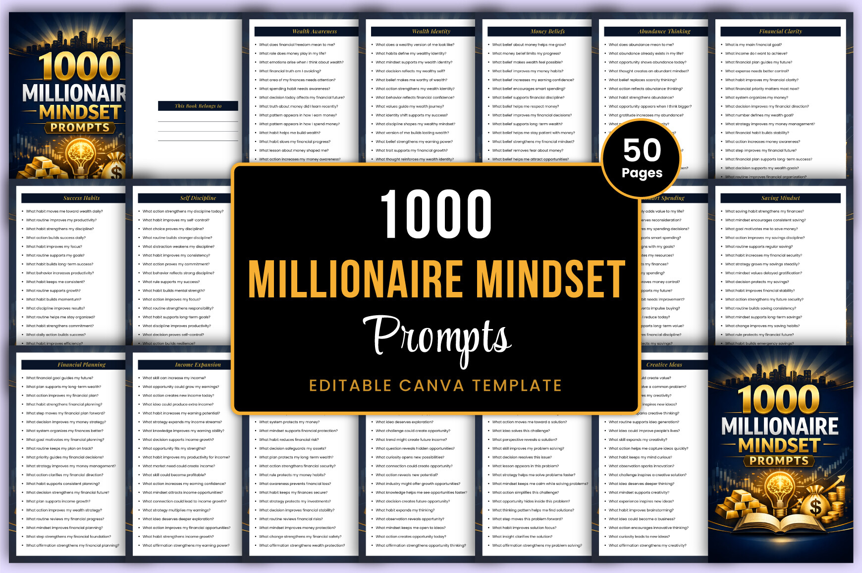 1000 Millionaire Mindset Prompts Canva Graphic by Mustafiz · Creative ...