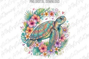 Beautiful Tropical Sea Turtle Animal PNG Graphic by ...