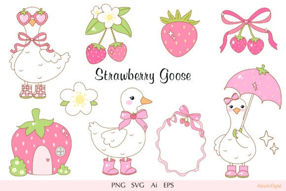 Strawberry Bunny Clipart Part 4 Graphic by AleksArtDigital · Creative ...