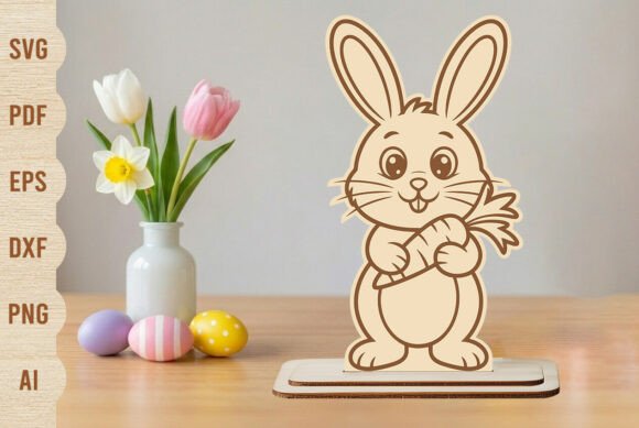 Easter Bunny Laser Cut Design with Stand · Creative Fabrica