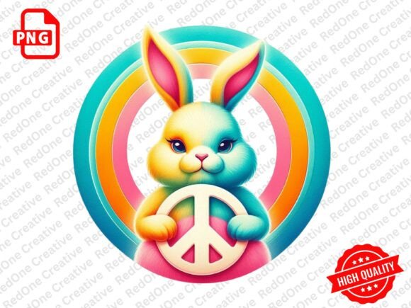 Groovy Retro Easter Clipart PNG Bundle · Creative Fabrica