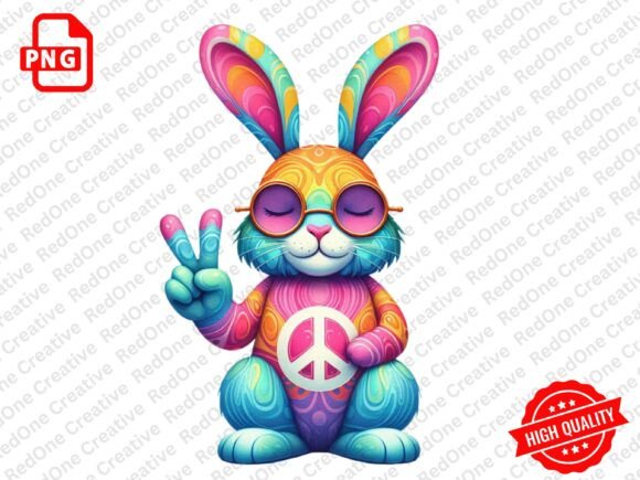 Groovy Retro Easter Clipart PNG Bundle · Creative Fabrica