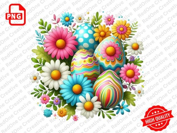 Groovy Retro Easter Clipart PNG Bundle · Creative Fabrica