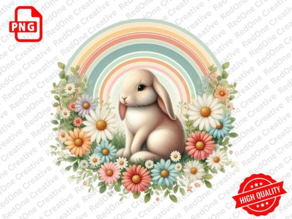 Groovy Retro Easter Clipart PNG Bundle · Creative Fabrica