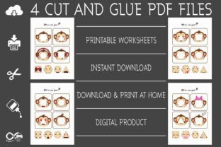 Monkey Shapes Cut and Glue Worksheets Graphic by Infinite Printables ...