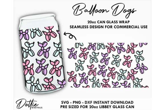 Ballon Dogs 20oz Libbey Glass Wrap SVG Graphic by dottiedigitals ...
