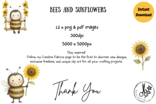 Bees and Sunflowers -png-pdf Clipart Graphic by Passionateaboutcraft ...