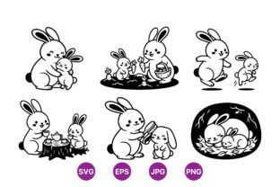 Cute Bunny Family SVG Clipart Graphic by DesignVectx · Creative Fabrica
