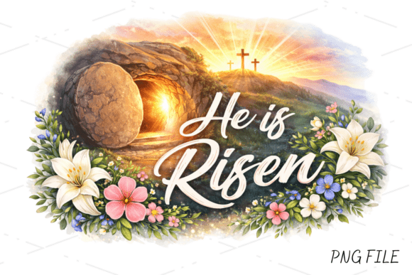 He is Risen Christian Easter PNG Graphic by Design Art · Creative Fabrica