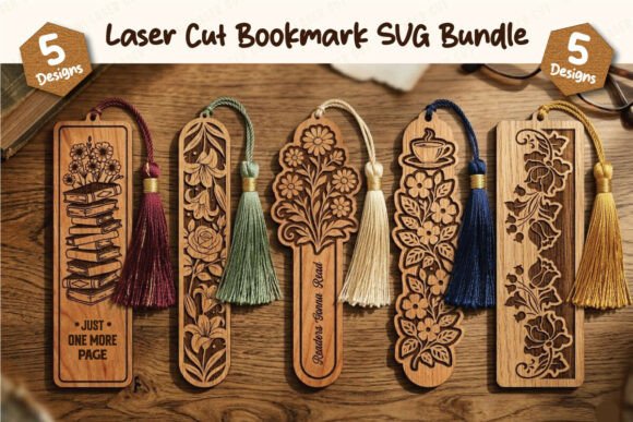 Premium Wooden Laser Cut Bookmark Bundle · Creative Fabrica