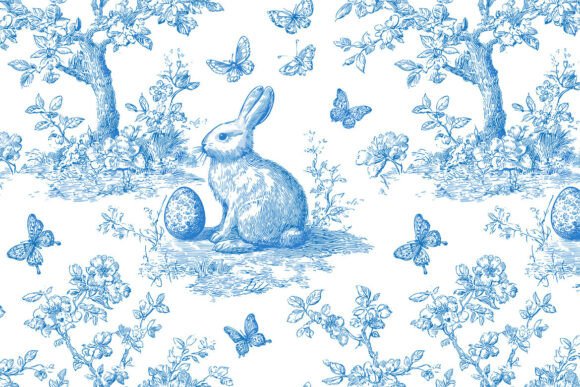 Seamless Pattern 2 Blue Toile De Jouy Graphic by Olya.Creative ...