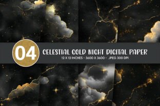 Celestial Gold Night Digital Paper Graphic by Artify Hub Studio ...