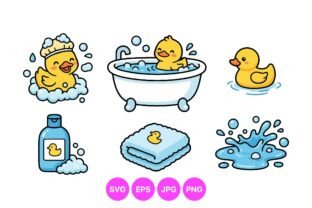 Cute Rubber Duck Bath Clipart Graphic by DesignVectx · Creative Fabrica
