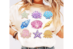 Faux Patchwork Seashell Clam Summer PNG Graphic by Bee.design ...