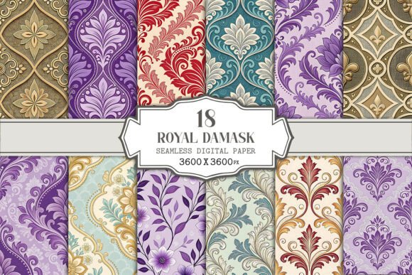 Royal Damask Seamless Pattern Bundle Graphic by Vectornest12 · Creative ...