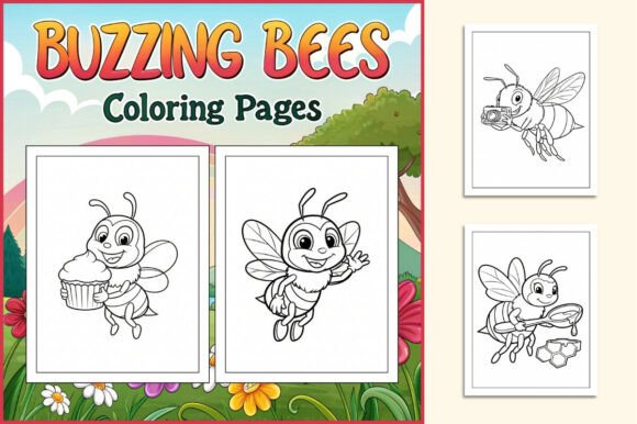 Buzzing Bees Coloring Pages for Kids Graphic by TheStudyKits · Creative ...