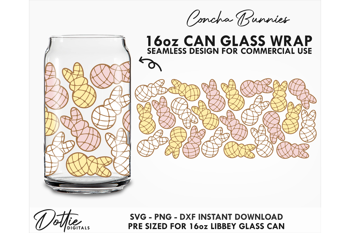 Concha Bunny 16oz Libbey Glass Can SVG Graphic by dottiedigitals ...