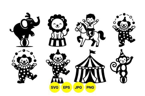 Cute Circus Animal Silhouettes Graphic by DesignVectx · Creative Fabrica