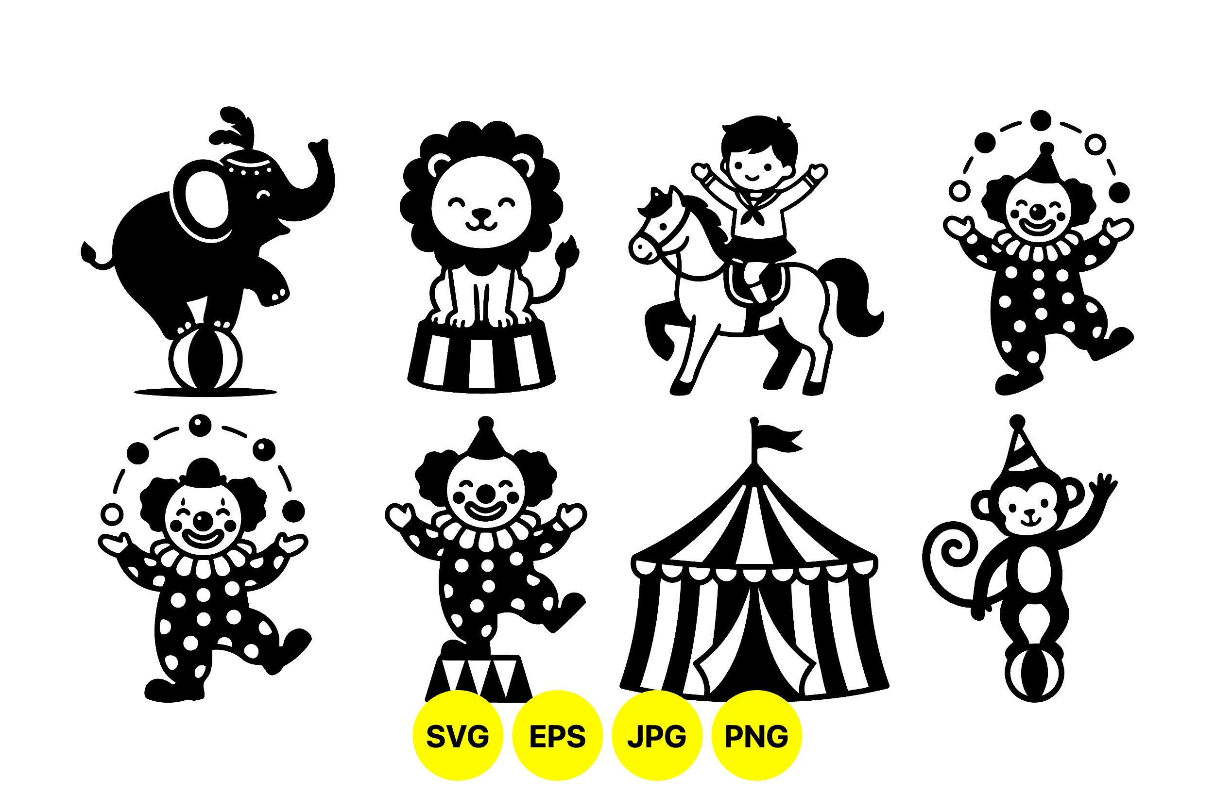 Cute Circus Animal Silhouettes Graphic by DesignVectx · Creative Fabrica