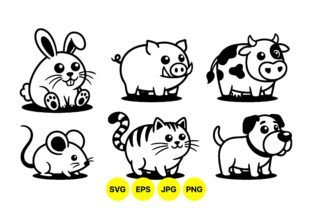 Cute Farm Animal Clipart Set Graphic by DesignVectx · Creative Fabrica