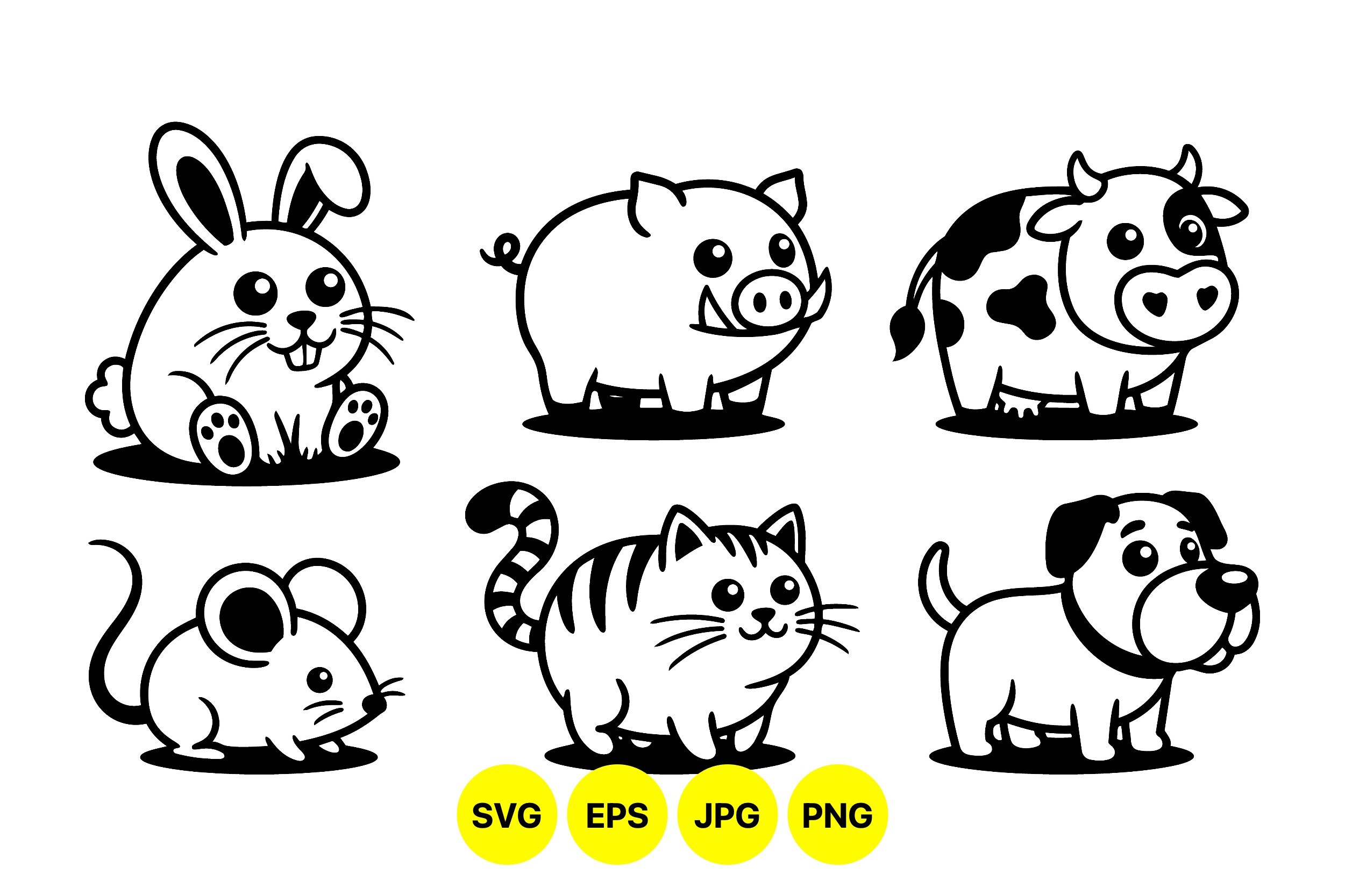 Cute Farm Animal Clipart Set Graphic by DesignVectx · Creative Fabrica
