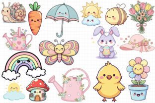 Cute Pastel Kawaii Spring Clipart Graphic by Ak Artwork · Creative Fabrica